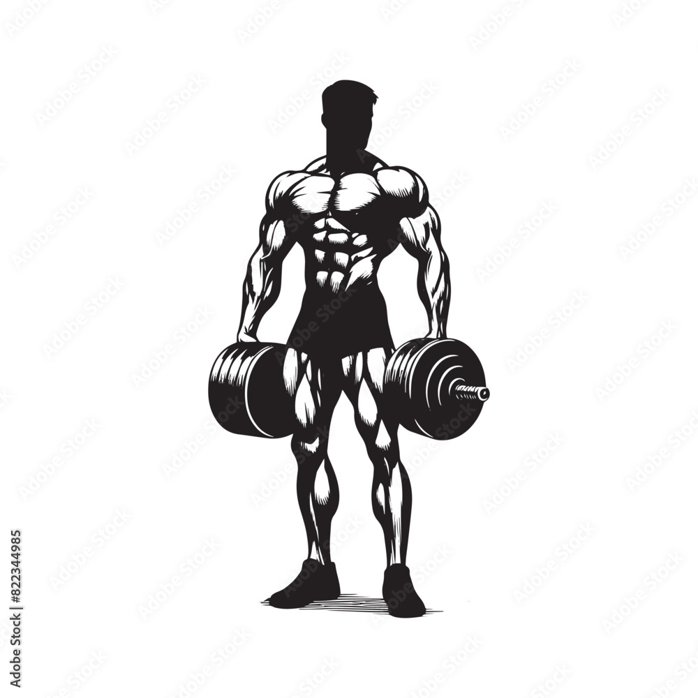 a clean body builder vector lines ,Muscular man in different poses ...