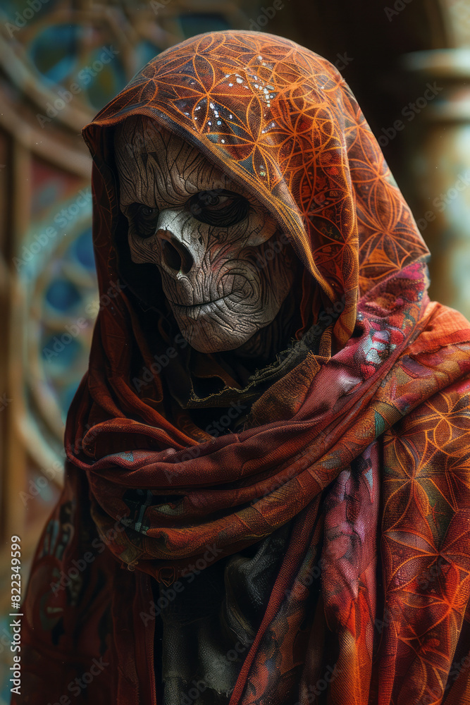 Artistic rendering of Death (card 13) within a spiral of the Flower of ...