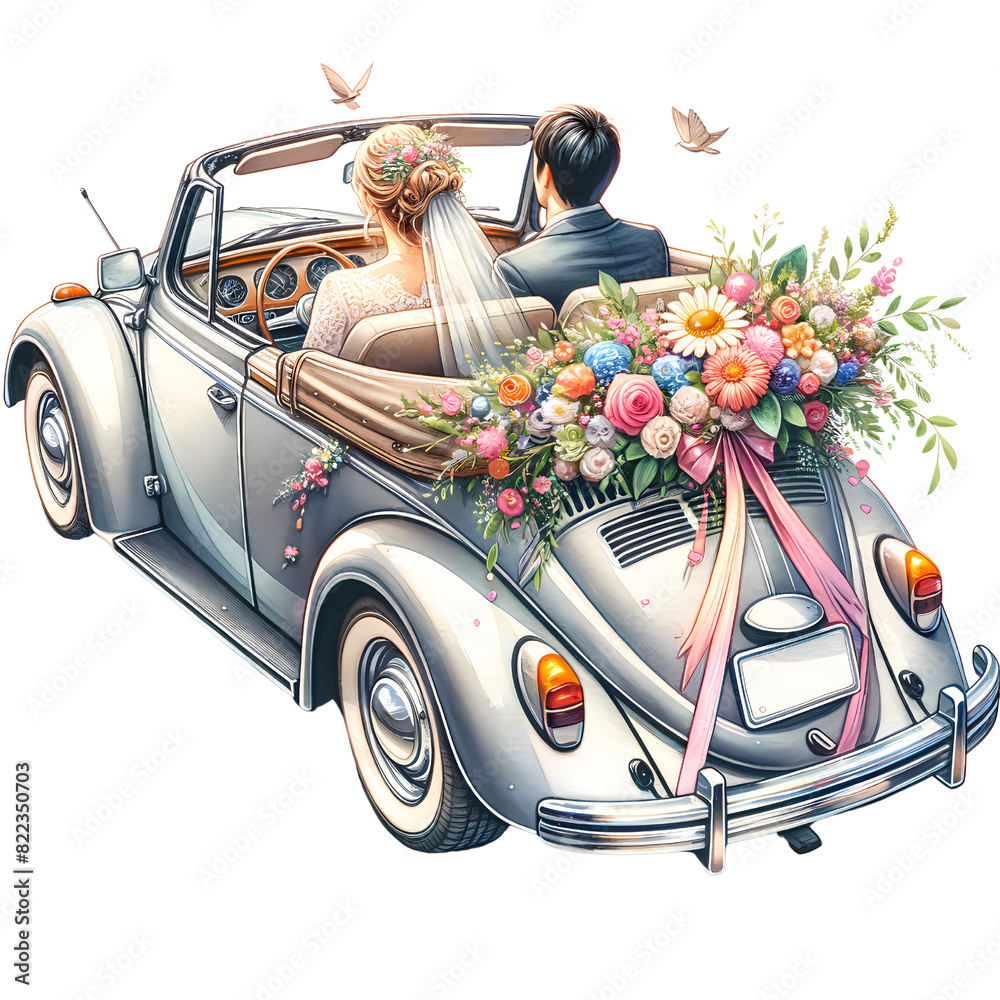Wedding Romantic Couple Illustration Clipart, Wedding Invitation or ...