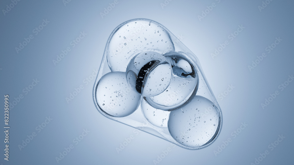 Water bubbles on a blue background. Macro. 3D animation. A sphere ...