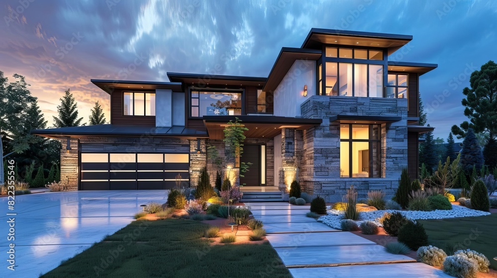 elegant modern utah home exterior design architectural 3d rendering ...