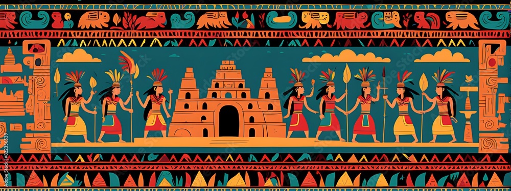 Dynamic Animated Illustration Border in Inca Maya Style with Spacious ...