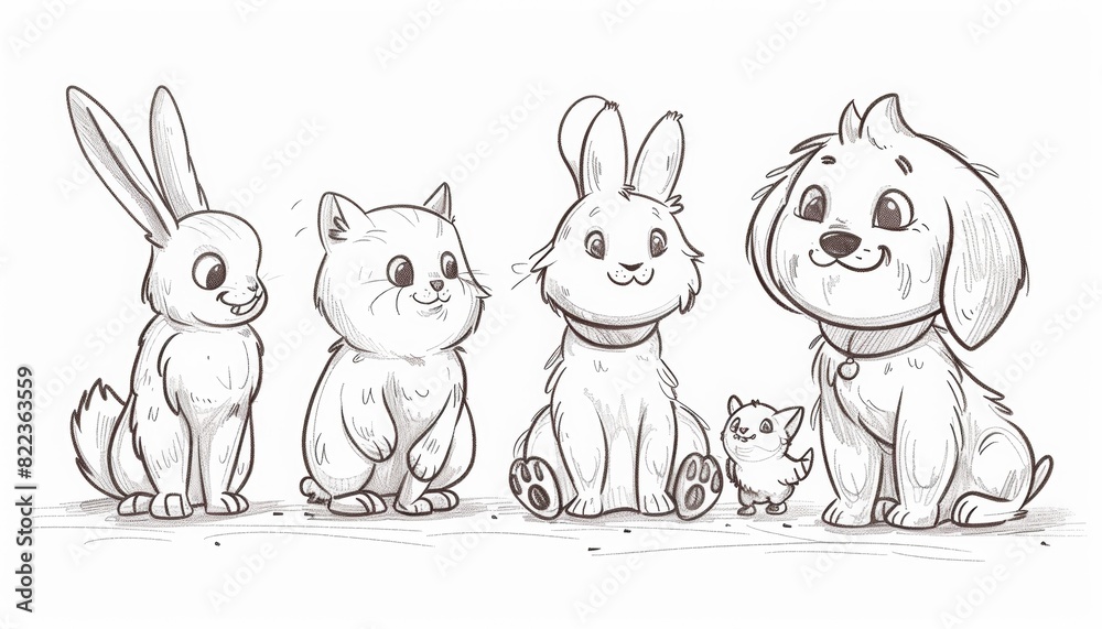 Simple line drawing of animals for coloring: Animal drawings of cats ...