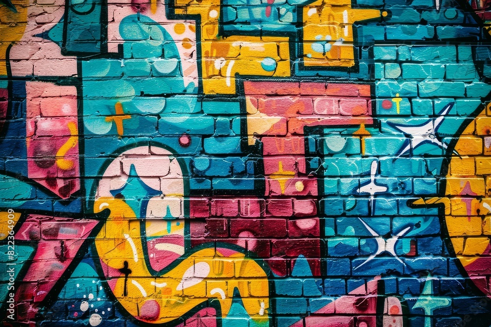 Vintage-Style Graffiti Art with Classic 80s and 90s Vibes on Brick Wall ...