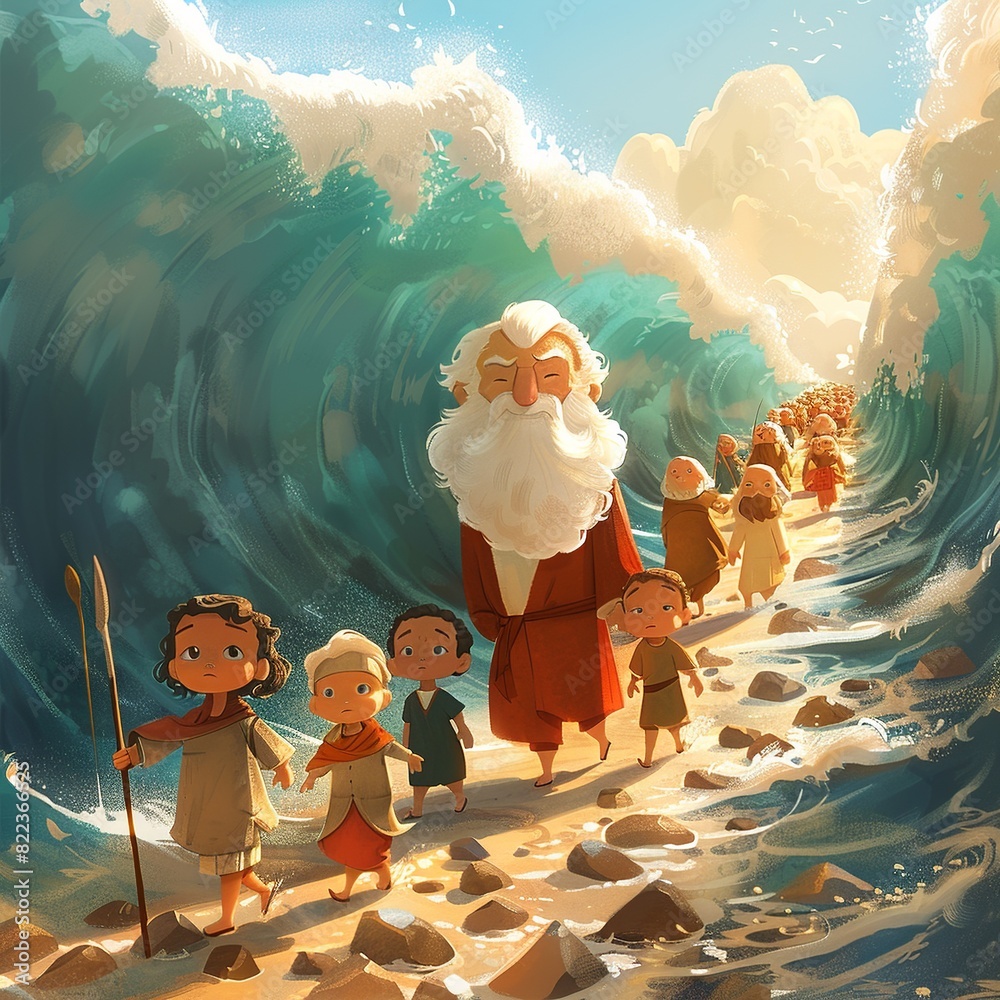 Experience a heartwarming cartoon moment where Moses provides ...