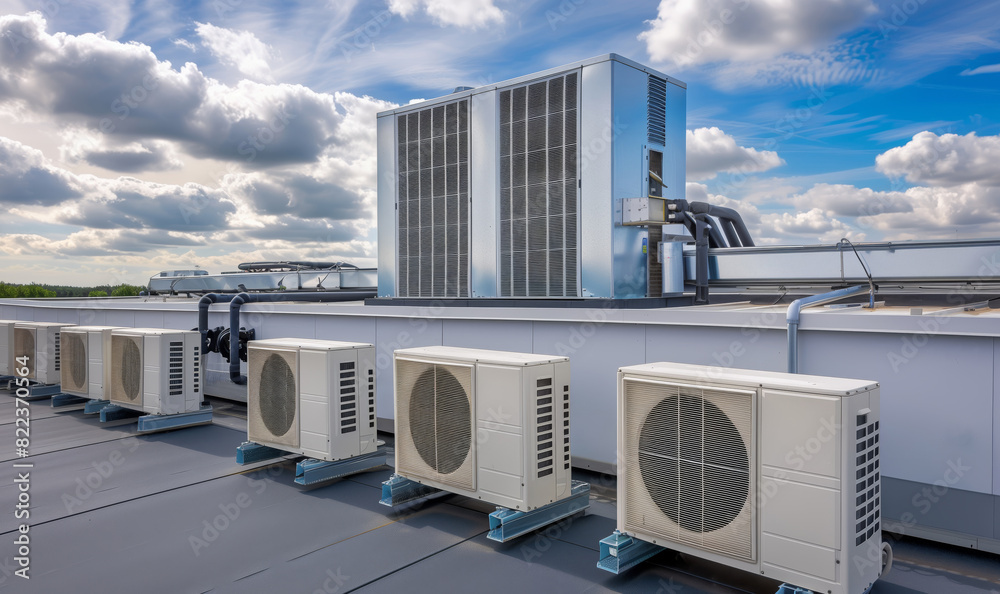 Industrial HVAC Units on Rooftop. Air conditioner units (HVAC) on a ...