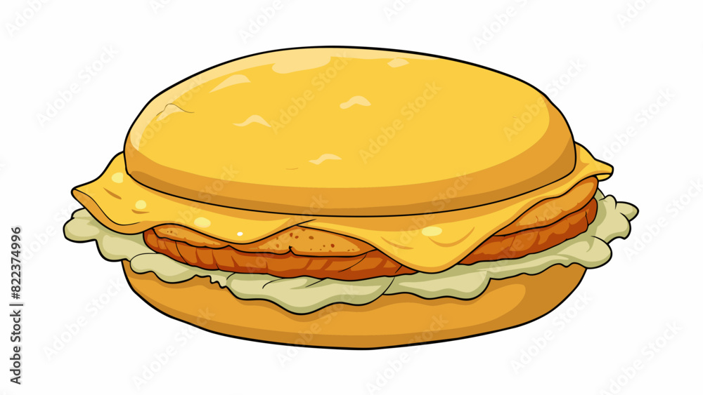 A classic breakfast sandwich with fluffy scrambled eggs melted cheddar ...