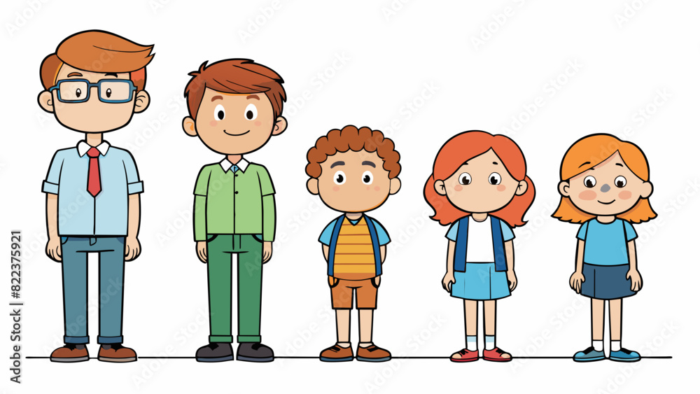A line of students standing in height order with the shortest student ...