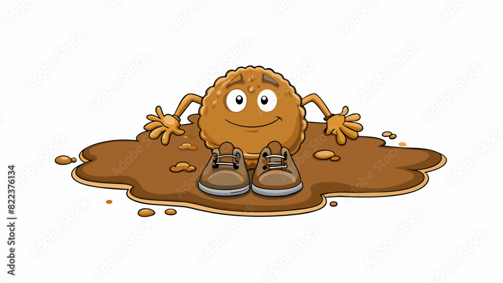 A muddy ground after a heavy rain with thick brown mud oozing between ...