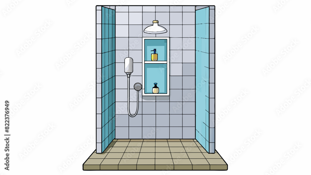 A simple white shower with a frosted glass door and chrome fixtures ...