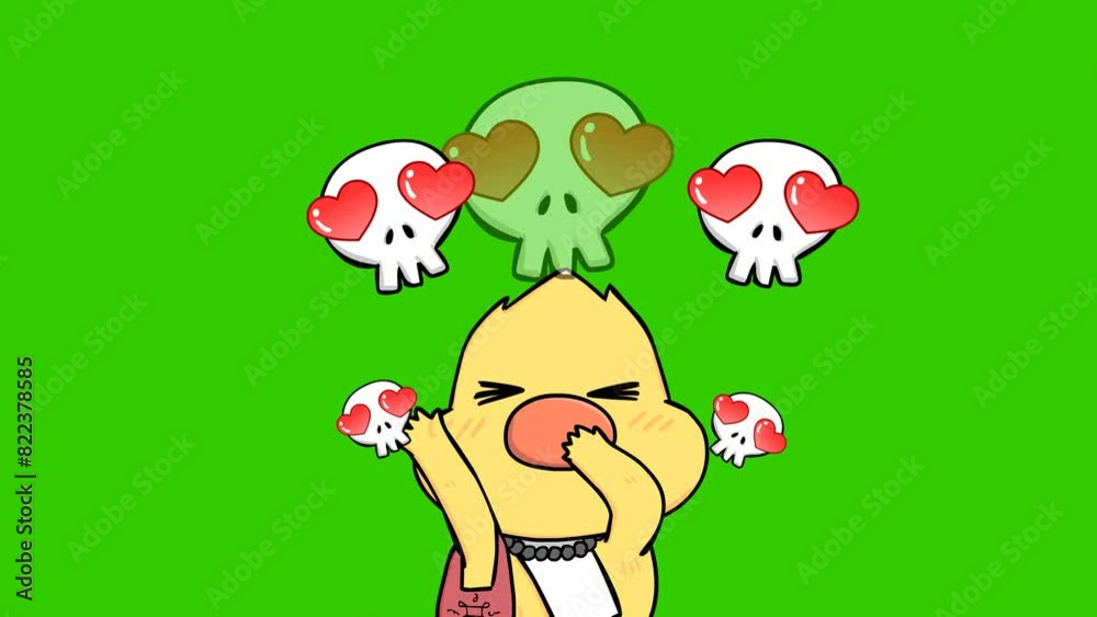 Creepy Animated Blowing Kiss in Skull Shape on Green Screen for Easy ...