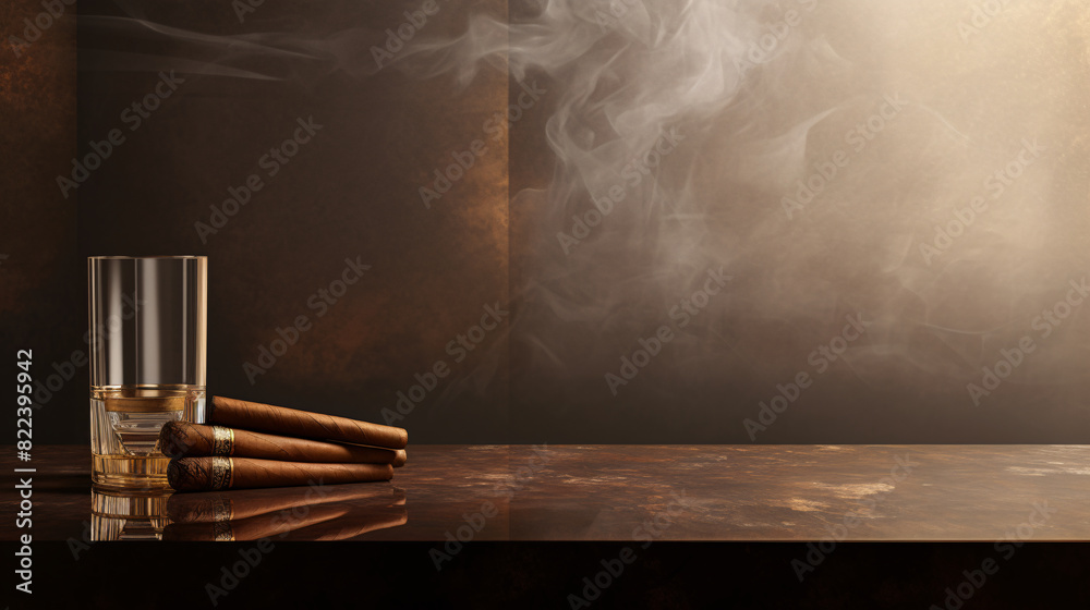Simple and Luxury Background with Cuban Cigars and Smoke with Copy ...