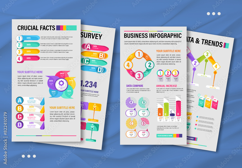 Colorful Business Charts Infographic Statistics Data Presentation ...