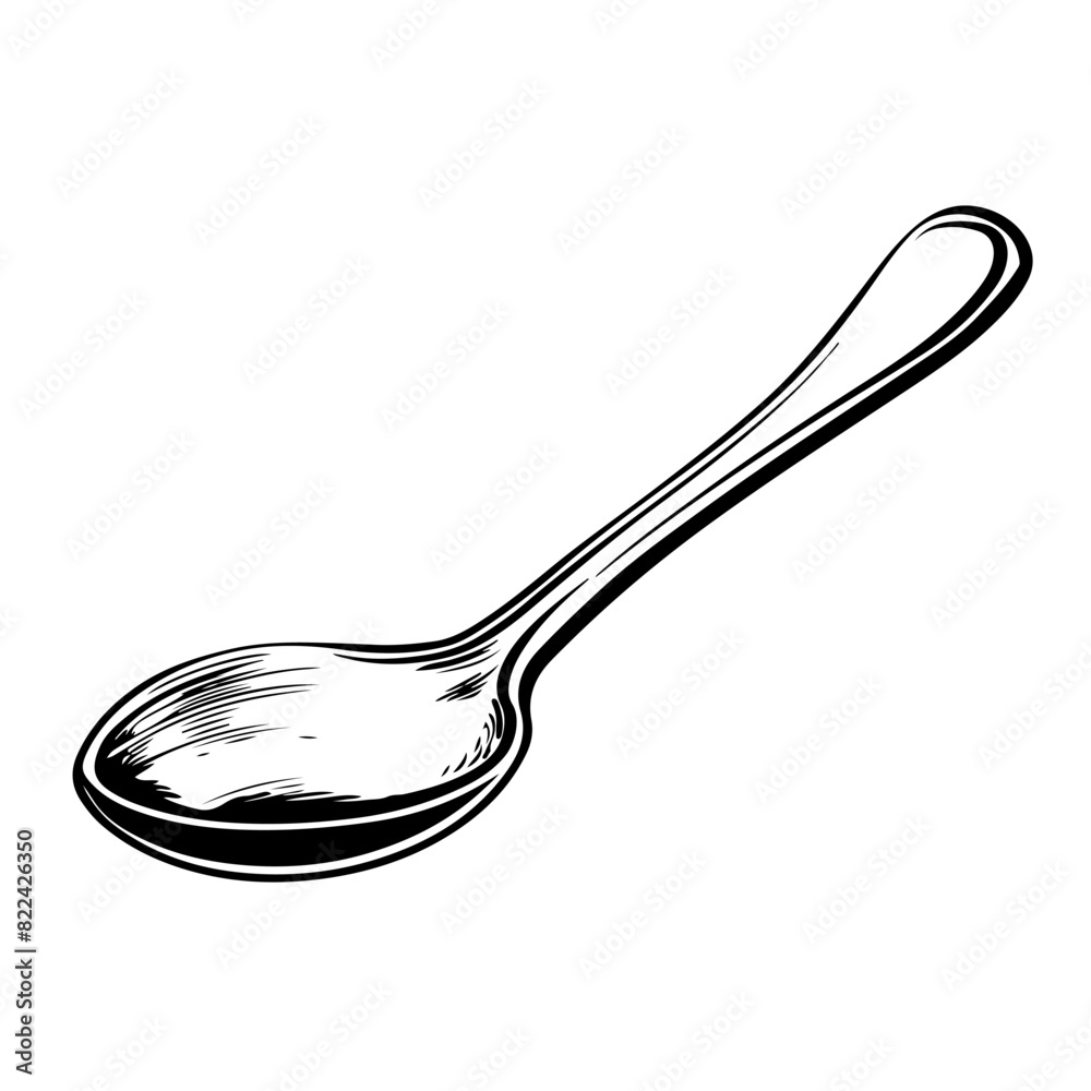 Vector illustration outline of a spoon drawing for kids coloring book ...