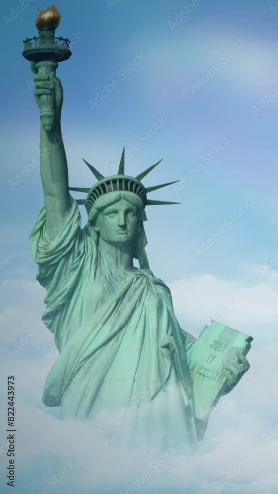 Vertical Statue of Liberty Above the Clouds 4K Loop features the Statue ...