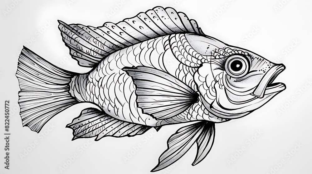 cut out, outline, fish, fishing, illustration, vector, icon symbol ...