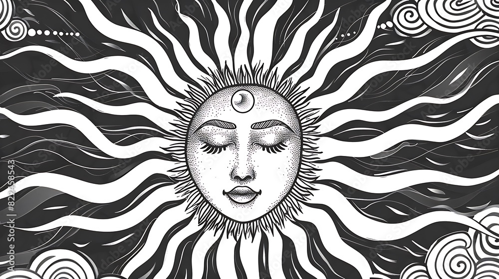 outline, illustration, sun, symbol, vector, design, background, drawing ...