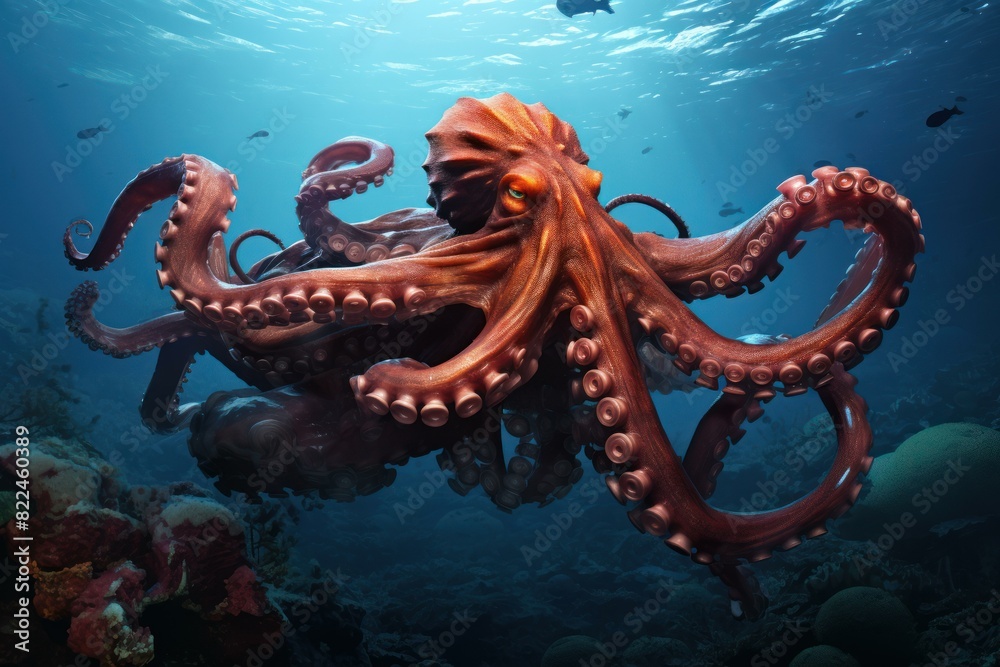 Exploring the surreal beauty of a majestic octopus underwater in its ...