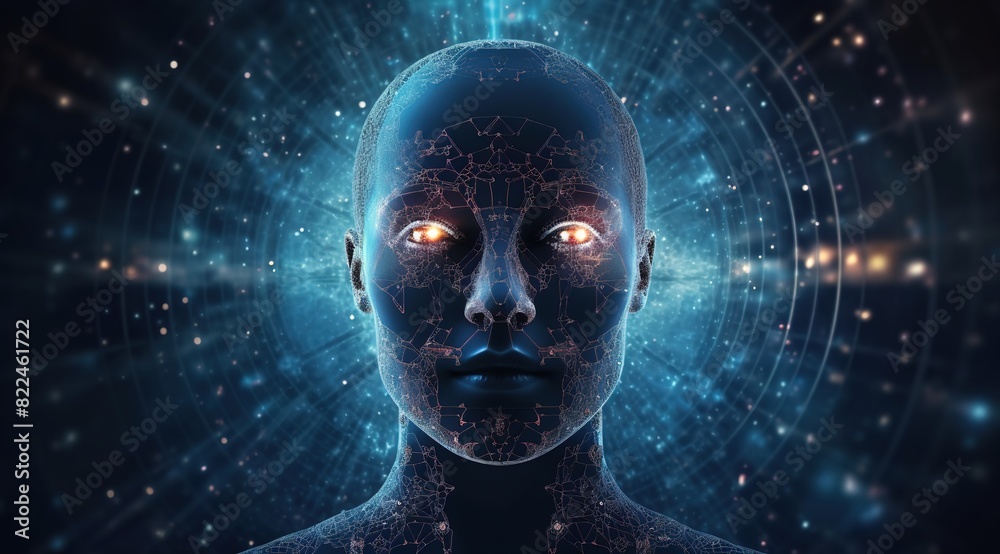 Abstract mash line and point human Brain. Low poly Neural network. IQ ...