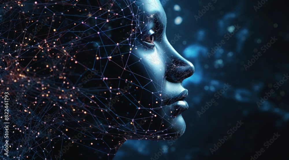 Abstract mash line and point human Brain. Low poly Neural network. IQ ...