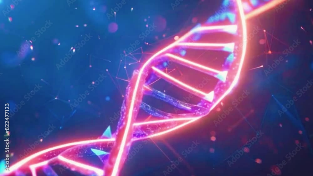 Visualizing a twisting low poly DNA strand glowing with neon ...