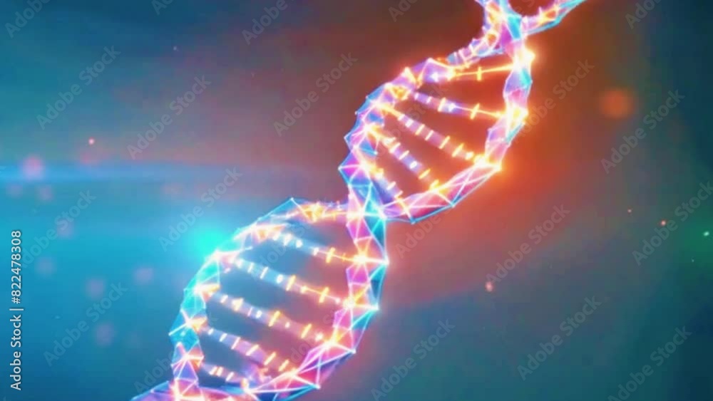 Visualizing a twisting low poly DNA strand glowing with neon ...