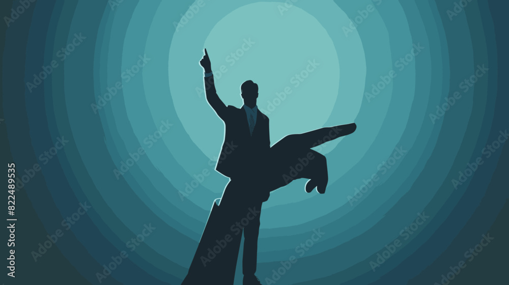 Businessman on Giant Hand Pointing Opposite Way, Representing Employee ...