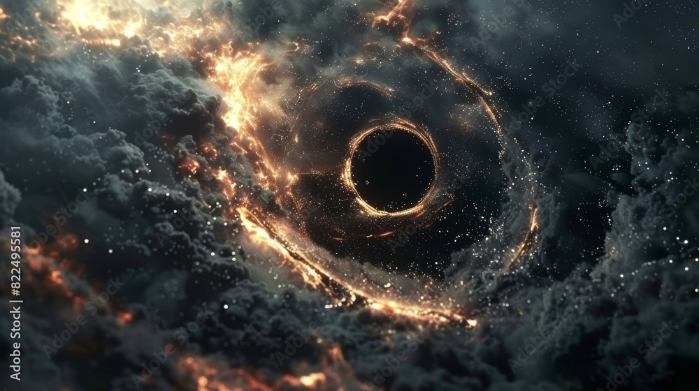 The black hole emits a wide spectrum of particles from massive chunks ...