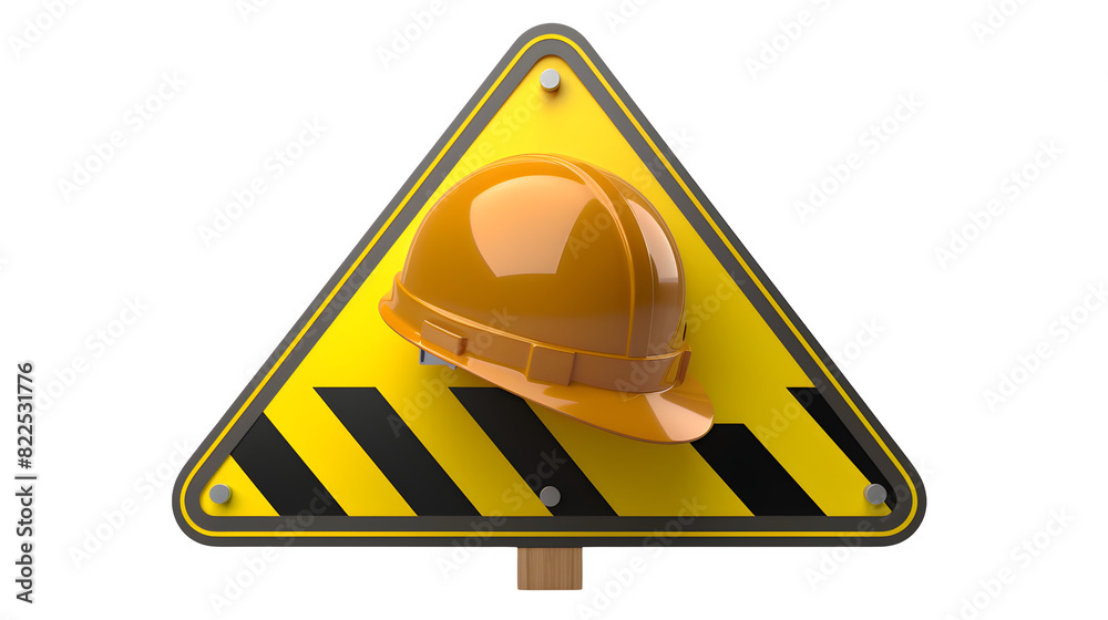Construction Sign Board with Safety Helmet for Site Safety Precautions ...