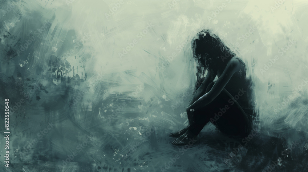 Painting abstract artistic representation of mental health problems ...