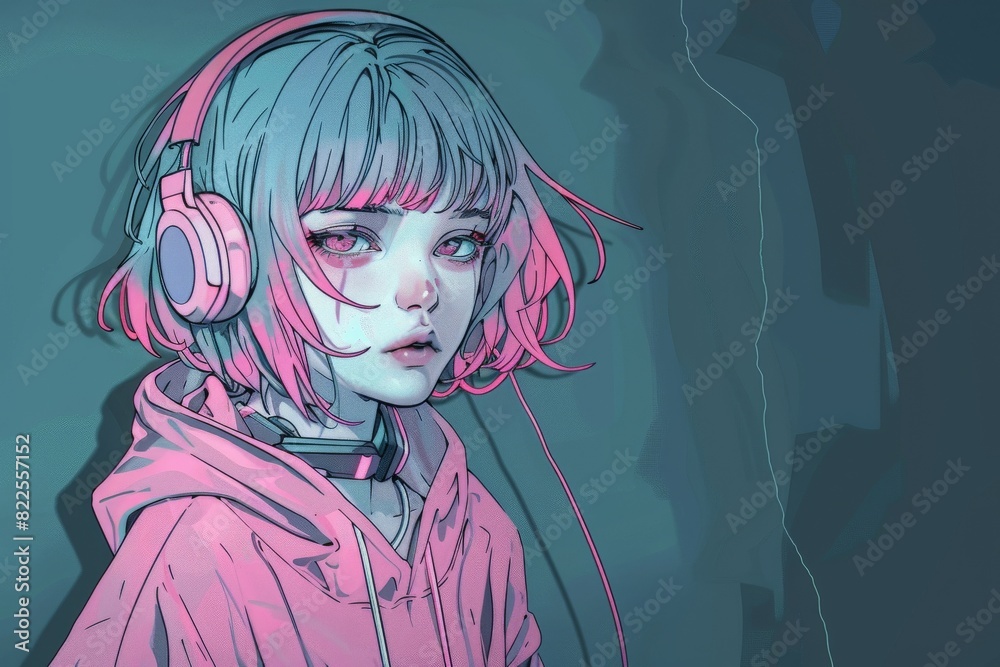 Lo-fi DJ girl. Retro anime character. Created with Generative AI ...