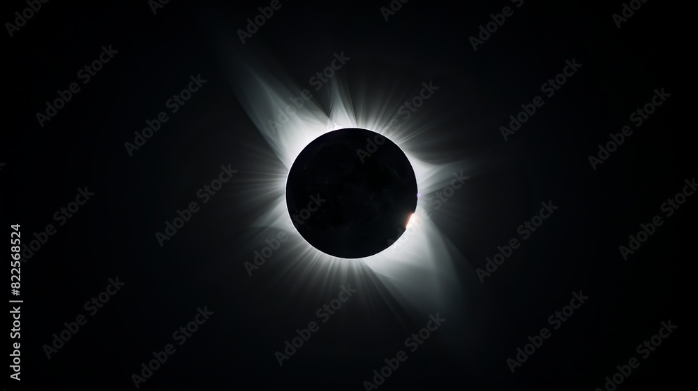 Total solar eclipse with visible sun corona. Complete solar eclipse ...