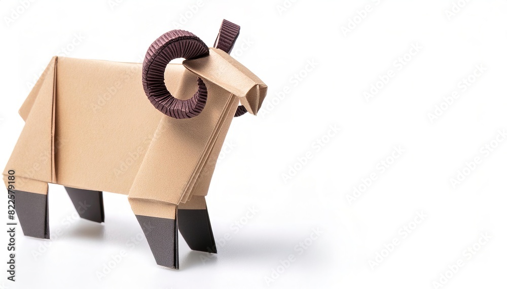 Animal concept paper origami isolated on white background of a white ...