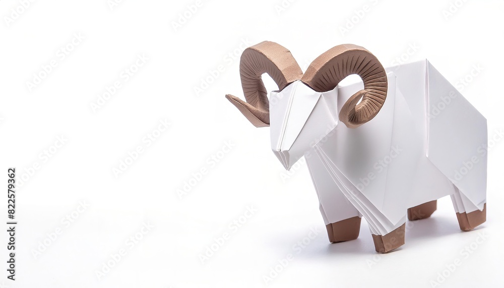 Animal concept paper origami isolated on white background of a white ...