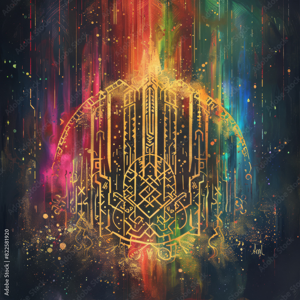 Ancient runes - illusory surrealism and art nouveau - Rainbow Gilded ...