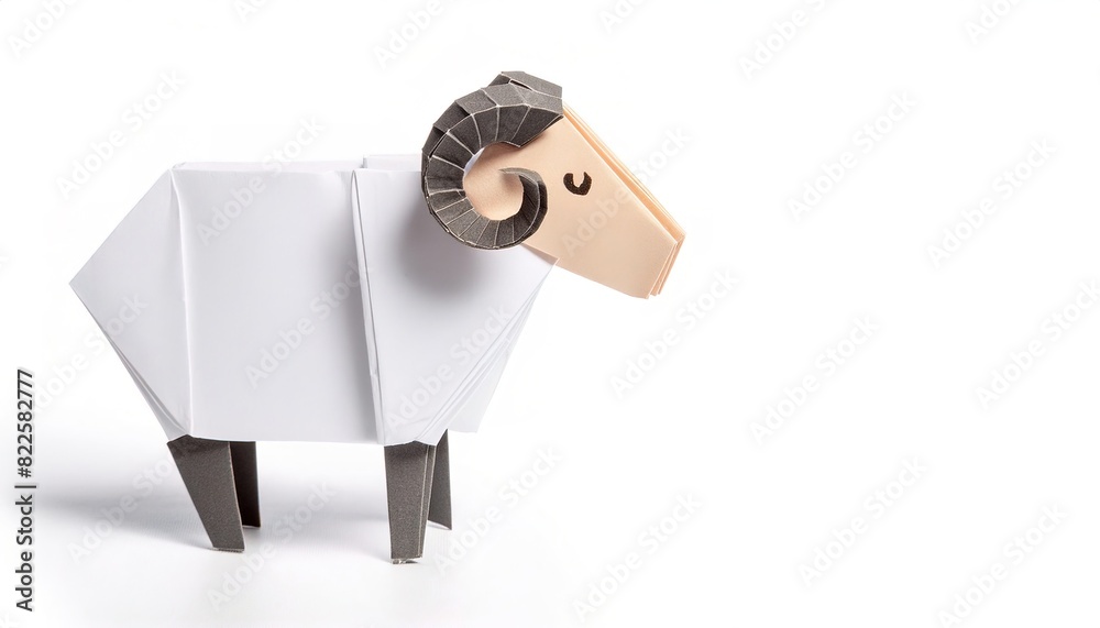 Animal concept paper origami isolated on white background of a white ...