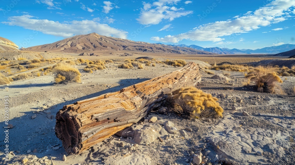 Horizontal Wood in Argentine Desert. Ancient Petrified Wood Colors in ...