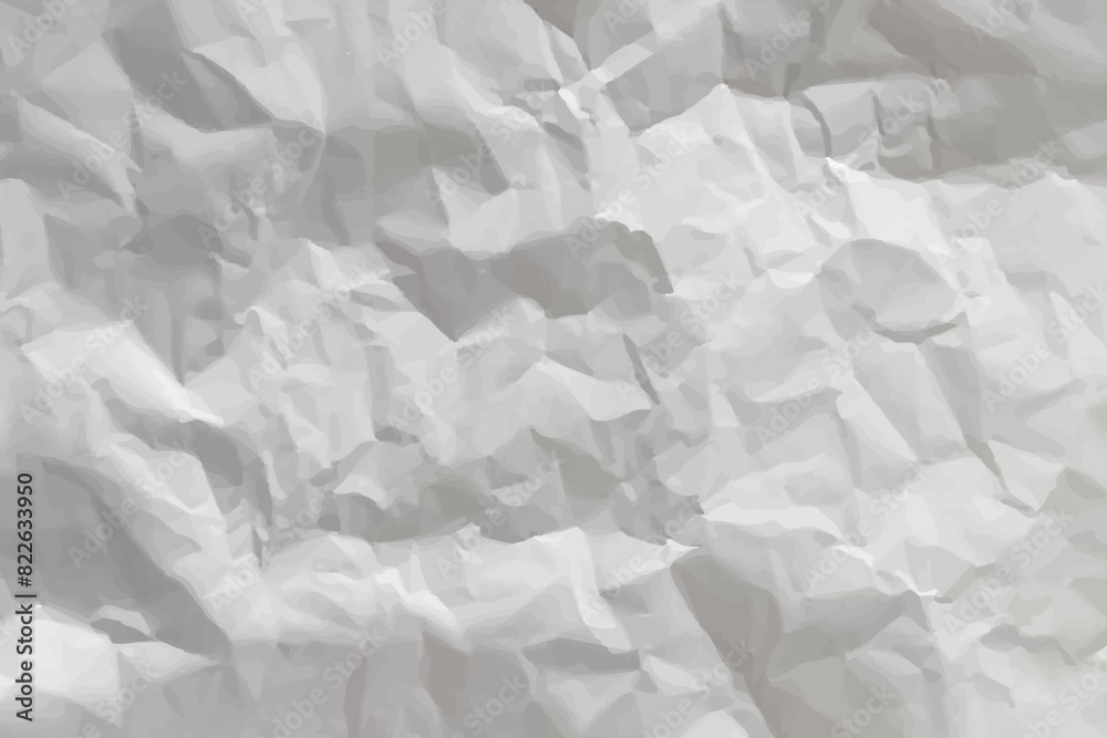Crumpled white sheet of worn paper, vector template retro texture ...