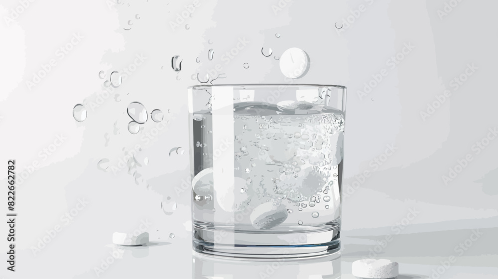 Effervescent tablets activated in water with dynamic fizz and bubbles ...