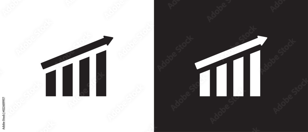 Flat icon of Graphic economy and business. Growth icons, increase and decrease bar charts ...