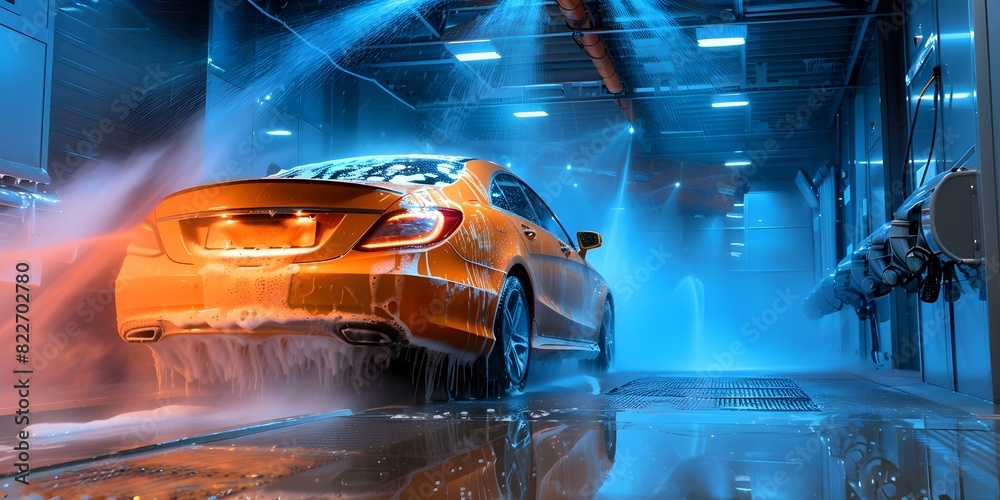 In-Depth Look at Car Washing Process at a Car Wash. Concept Car Wash ...