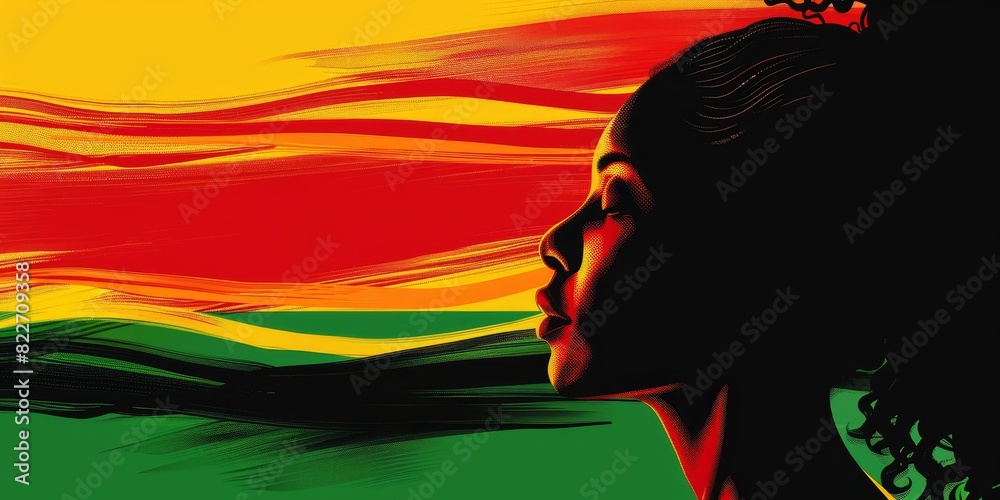 Black History Month background. African-american woman face in profile ...
