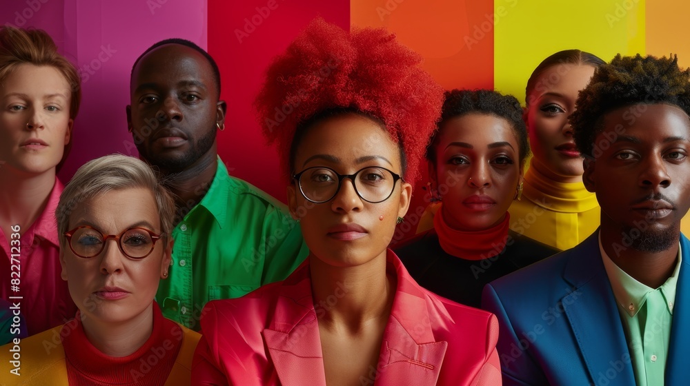3D render ofA powerful portrait of a diverse group of LGBTQ+ activists ...