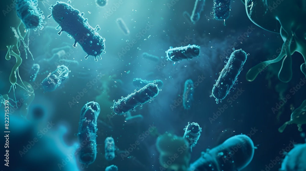 Bacteria diversity under microscopic magnification background ...