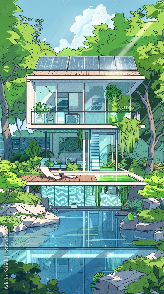 Minimalism of A solar-panel equipped house with an atrium and luxury ...