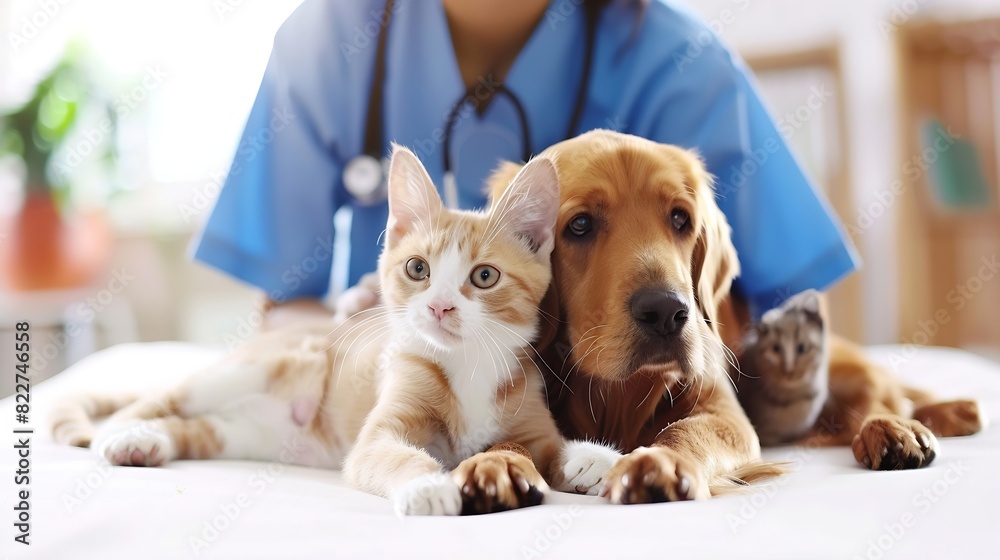 Vet doctor examining dog and cat at the animal clinic : Generative AI ...