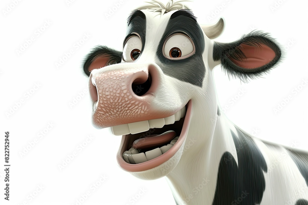 happy cute cow cartoon smiling with white teeth isolated on white ...