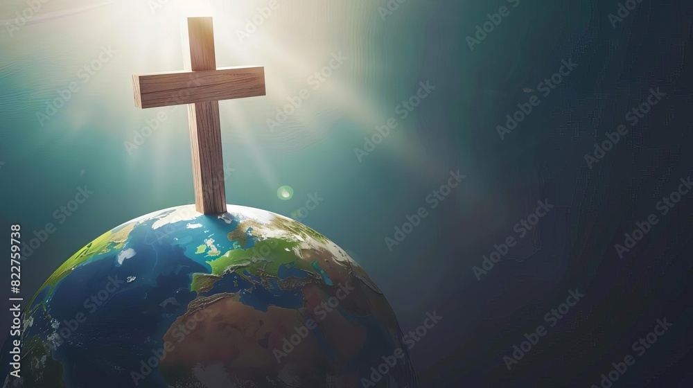 global christian mission cross and earth globe spreading the gospel ...