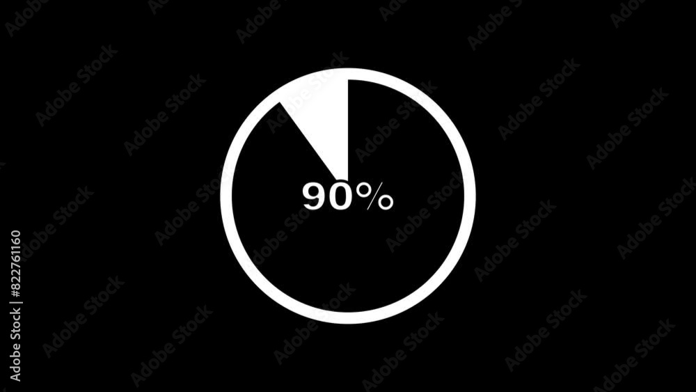 90% Pie Chart Percentage Animation, 0 to 90% circle round donut chart ...