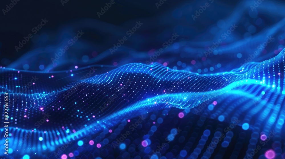 Abstract futuristic digital background with dots and lines, wavy ...